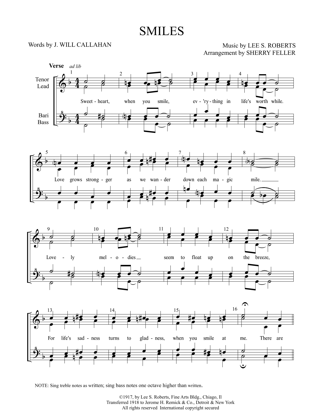 SMILES (arr. Sherry Feller) by Music by Lee S. Roberts; Words by J ...