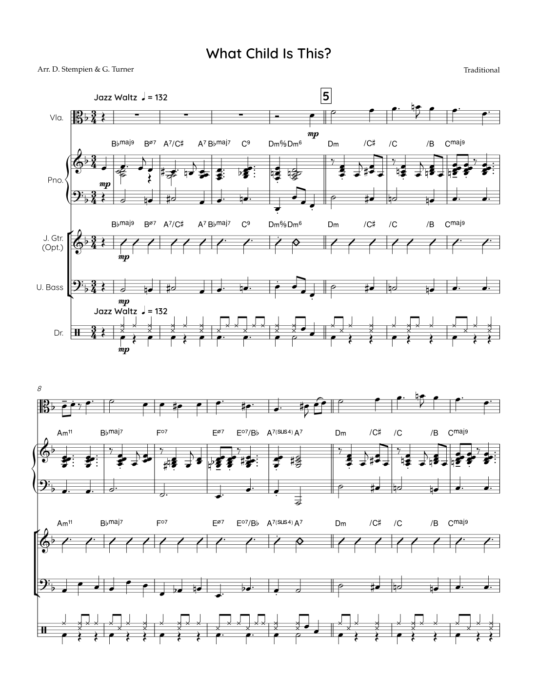 What Child Is This for Viola Jazz Combo (Greensleeves, Jazz Waltz) (arr ...