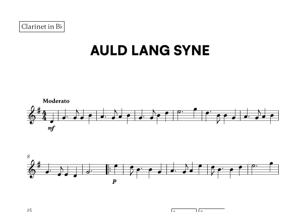Auld Lang Syne (for Clarinet) (arr. Cadenza Editions) by Traditional Sheet Music for Clarinet ...