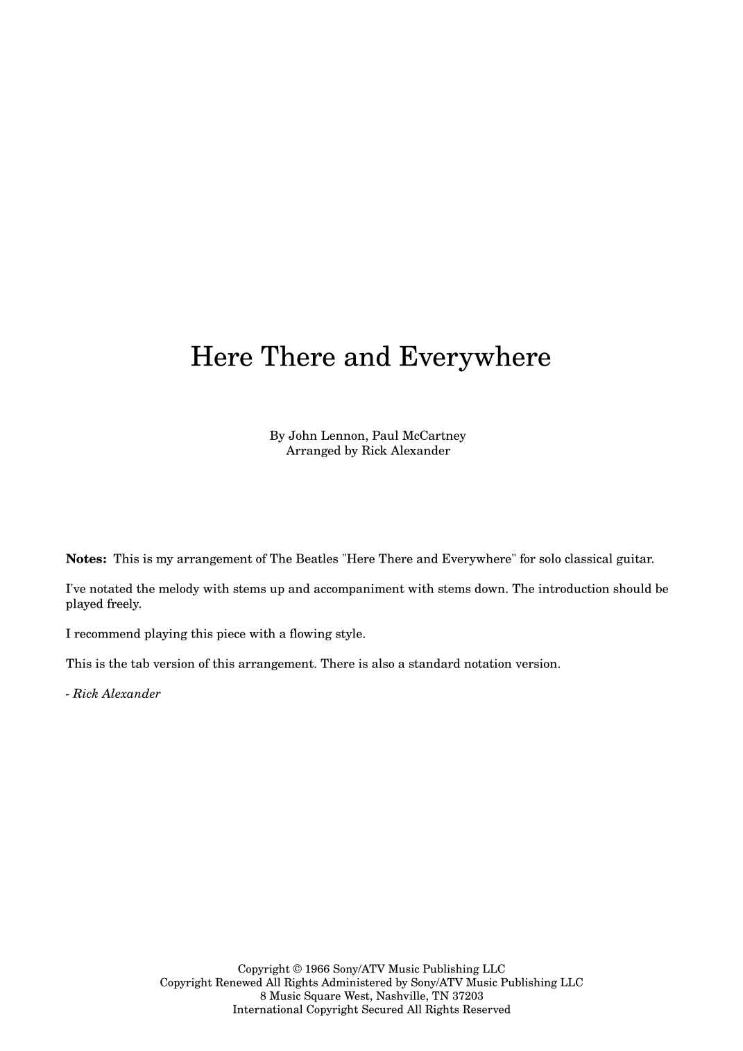 Here, There And Everywhere (arr. Rick Alexander) por The Beatles ...