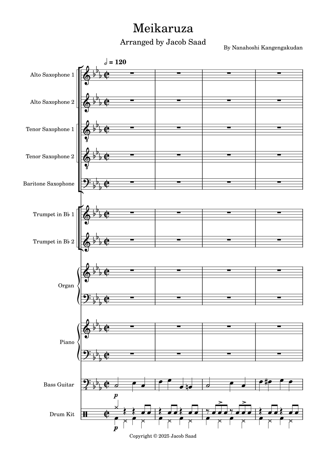 Meikaruza (arr. Jacob Saad) by Nanahoshi Kangengakudan Sheet Music for ...