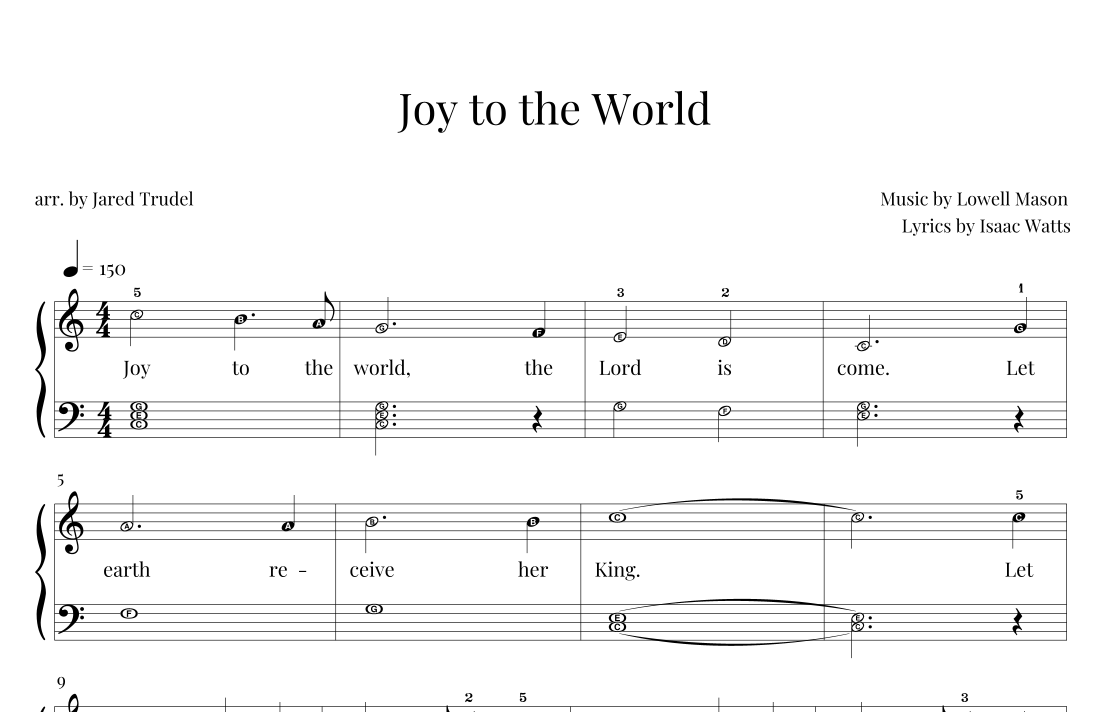 Joy to the World (arr. Jared Trudel) by Lowell Mason Sheet Music for ...
