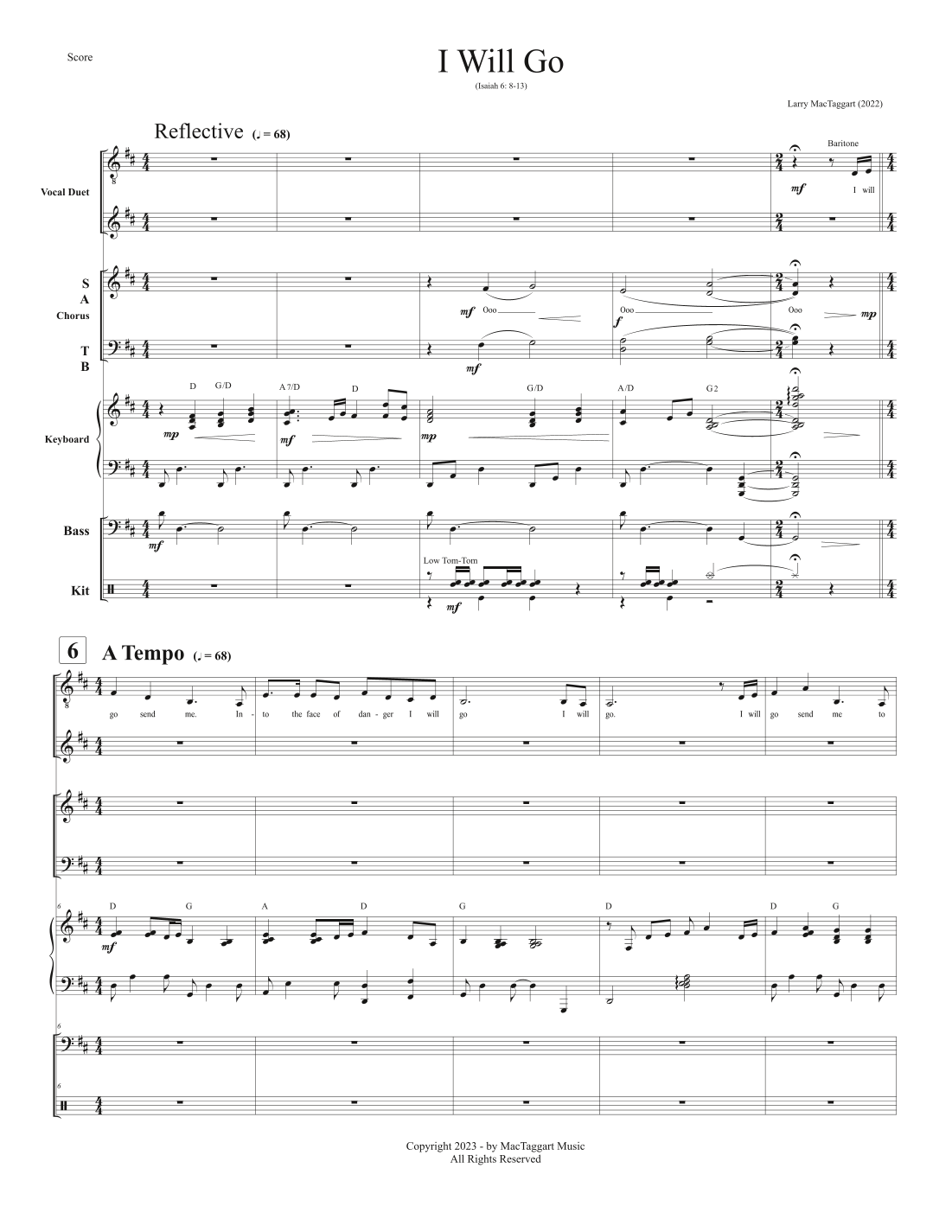 I Will Go Noten | Larry MacTaggart | Chor SATB