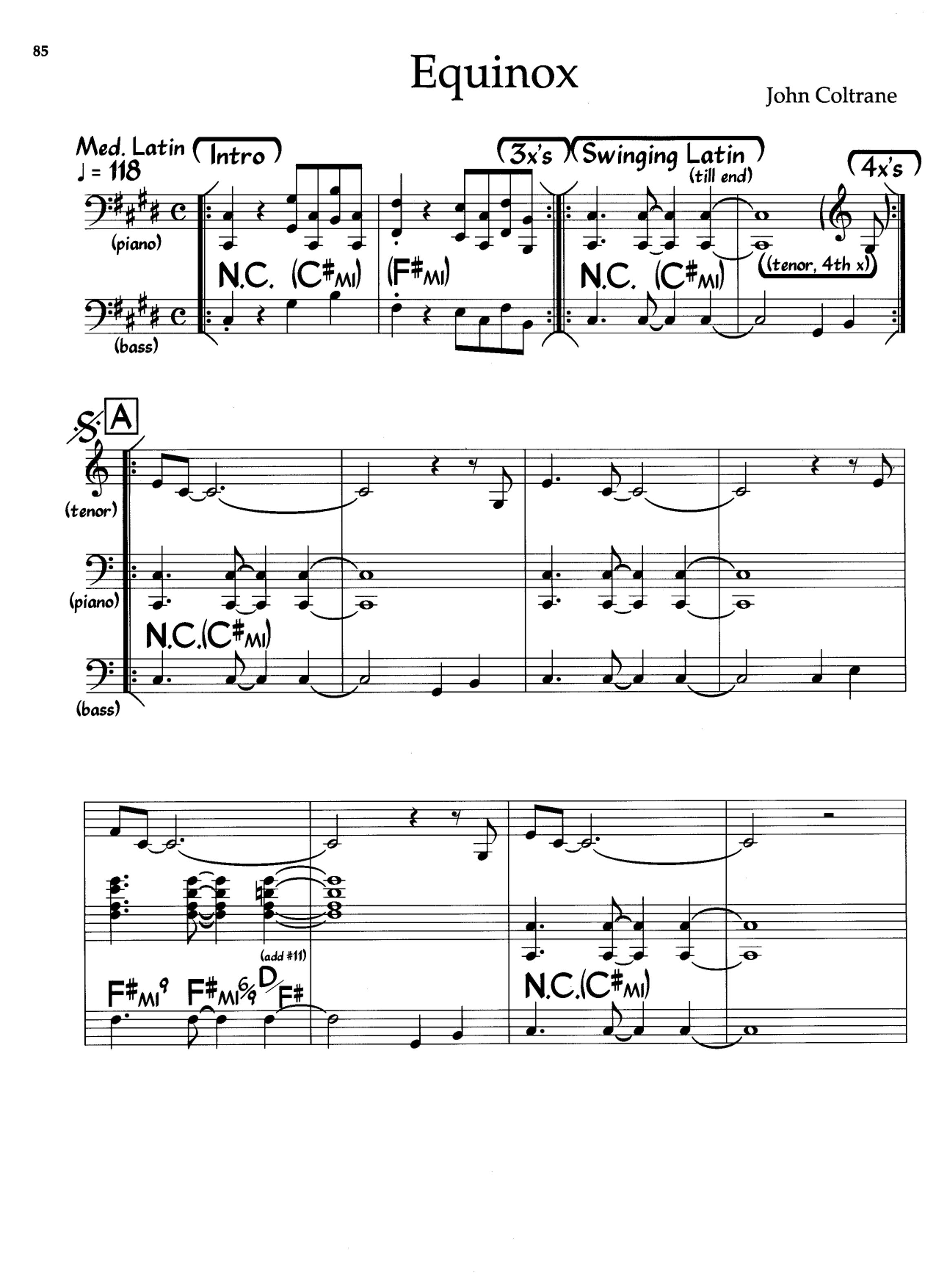 Equinox - Lead Sheet (arr. John Coltrane) by John Coltrane Sheet Music for Lead Sheet / Fake ...