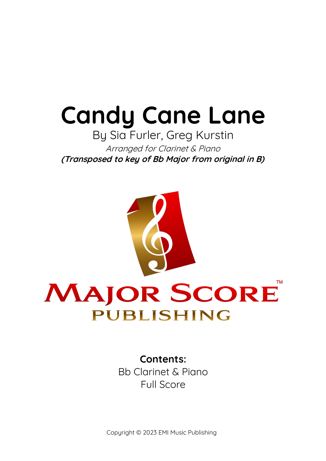 Candy Cane Lane (arr. MAJOR SCORE PUBLISHING TM.) by Sia Sheet Music ...