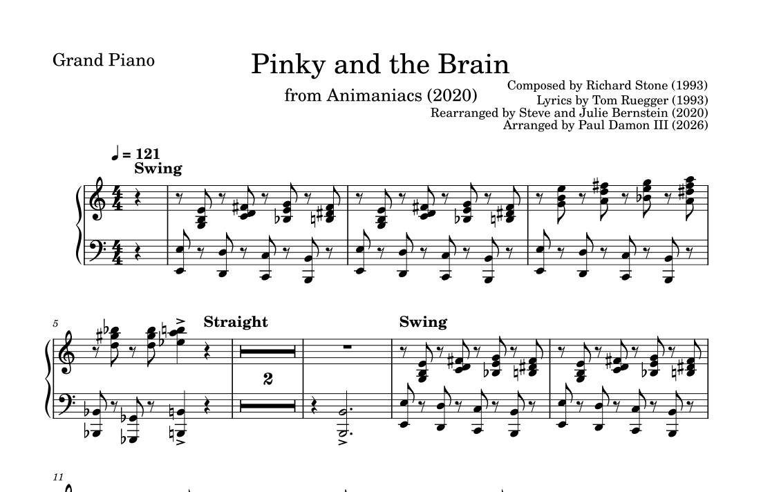 Pinky and the Brain - Piano (arr. Steve and Julie Bernstein (2020 ...
