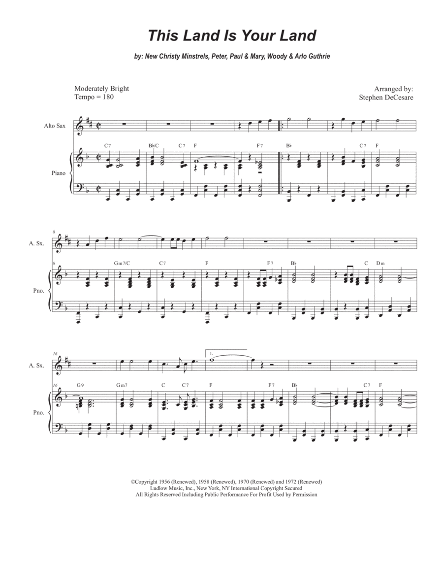 This Land Is Your Land (arr. Stephen DeCesare) by New Christy Minstrels ...