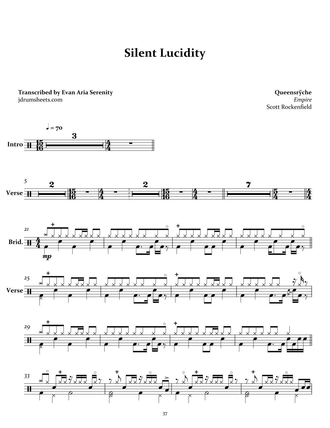 Silent Lucidity (arr. Evan Aria Serenity) by Queensryche Sheet Music ...