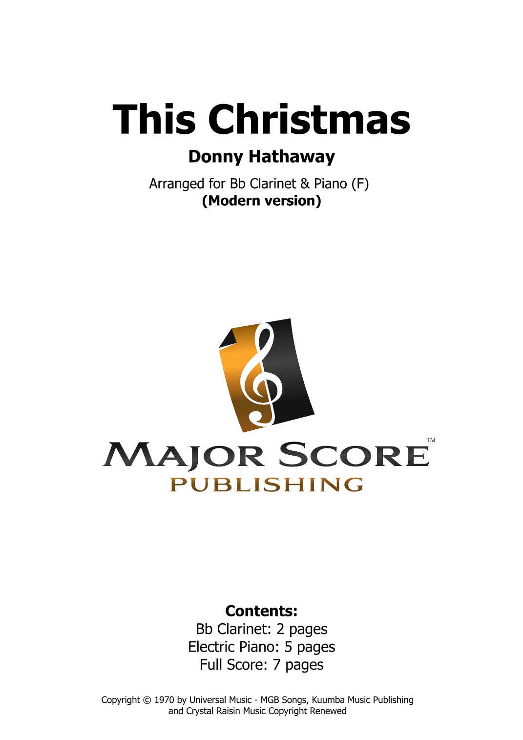 This Christmas (arr. MAJOR SCORE PUBLISHING TM.) by Donny Hathaway ...