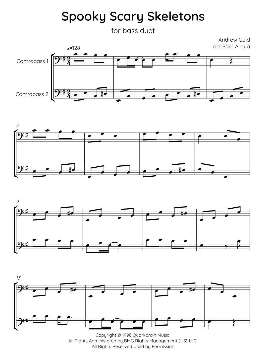 Spooky Scary Skeletons (arr. Sam Araya) by Andrew Gold Sheet Music for ...