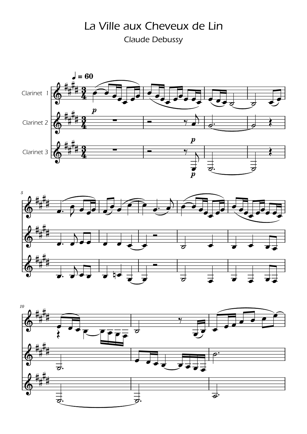 La fille aux cheveux de lin - Debussy - Clarinet Trio (arr. Ygor Nunes ...