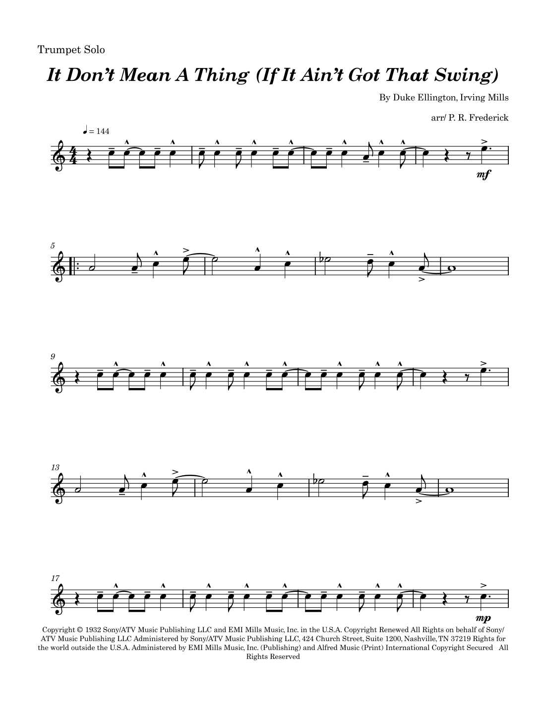 It Don't Mean A Thing (If It Ain't Got That Swing) (arr. P. R ...