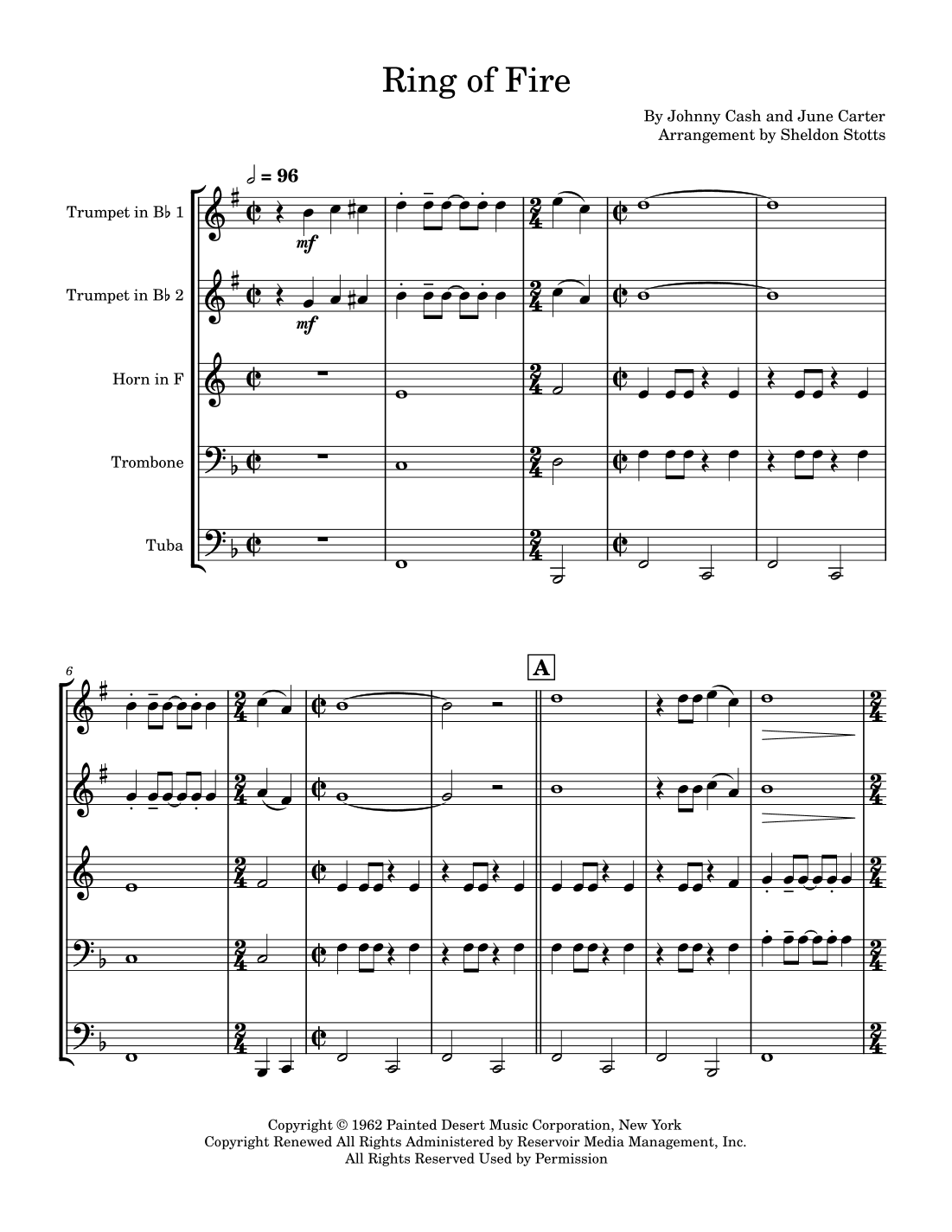 Ring Of Fire (arr. Sheldon Stotts) by Johnny Cash Sheet Music for Brass ...
