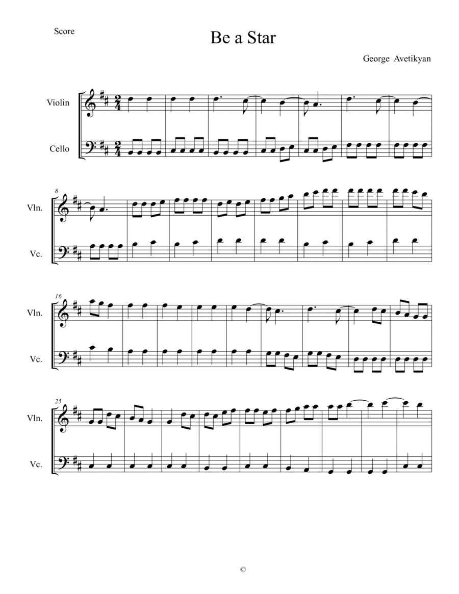 Be a Star Sheet Music | George Avetikyan | Performance Ensemble