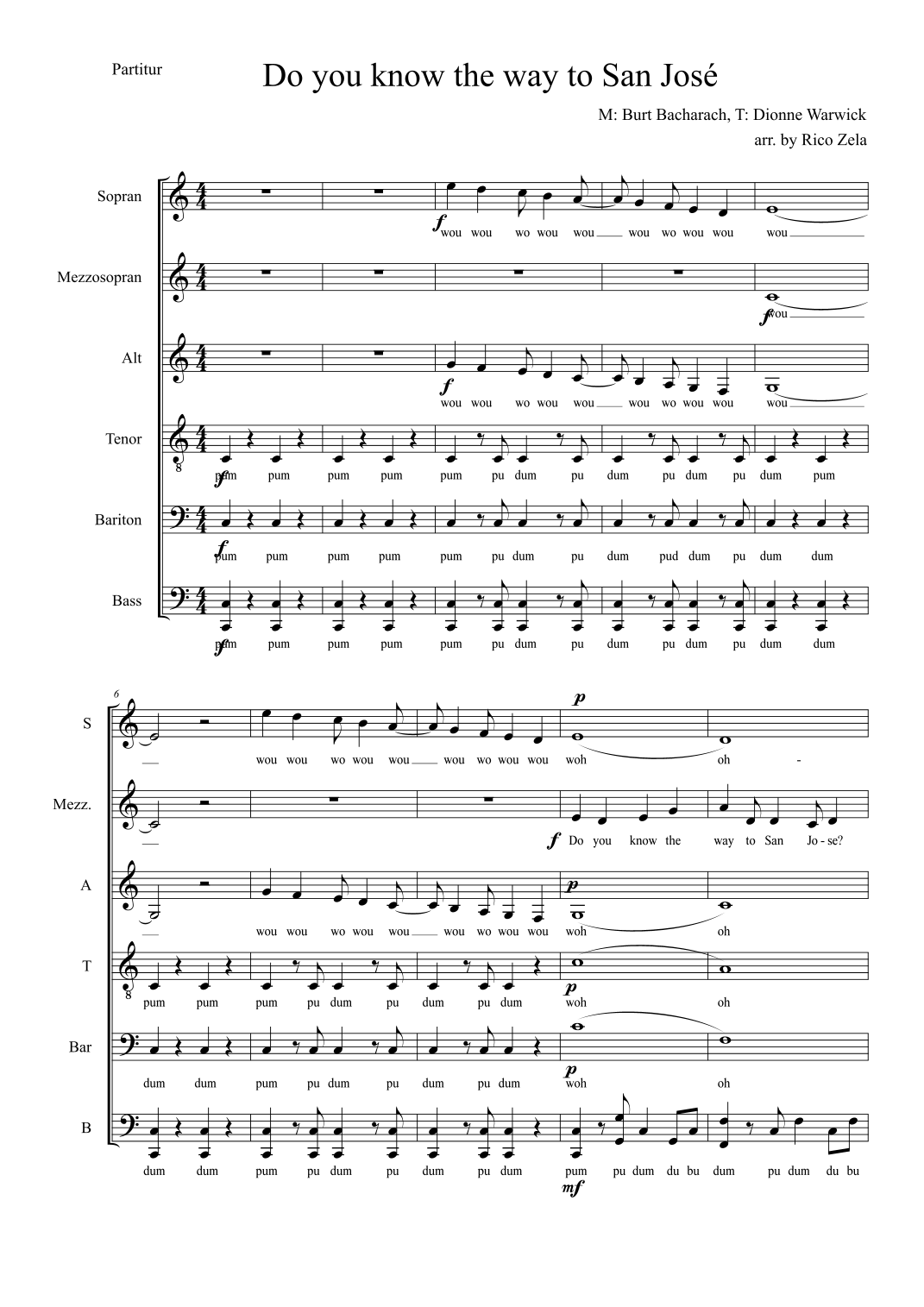 Do You Know The Way To San Jose (arr. Rico Zela) by Dionne Warwick ...
