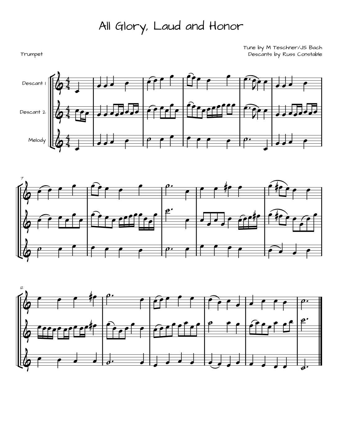 Christmas and Easter Trumpet Descants by Russ Constable Sheet Music for ...