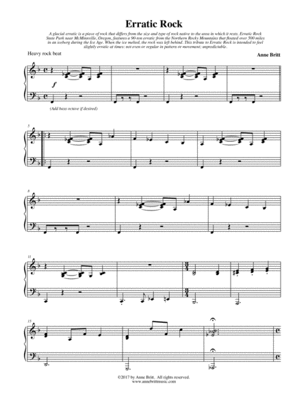 Erratic Rock (early intermediate) Sheet Music | Anne Britt | Piano Solo