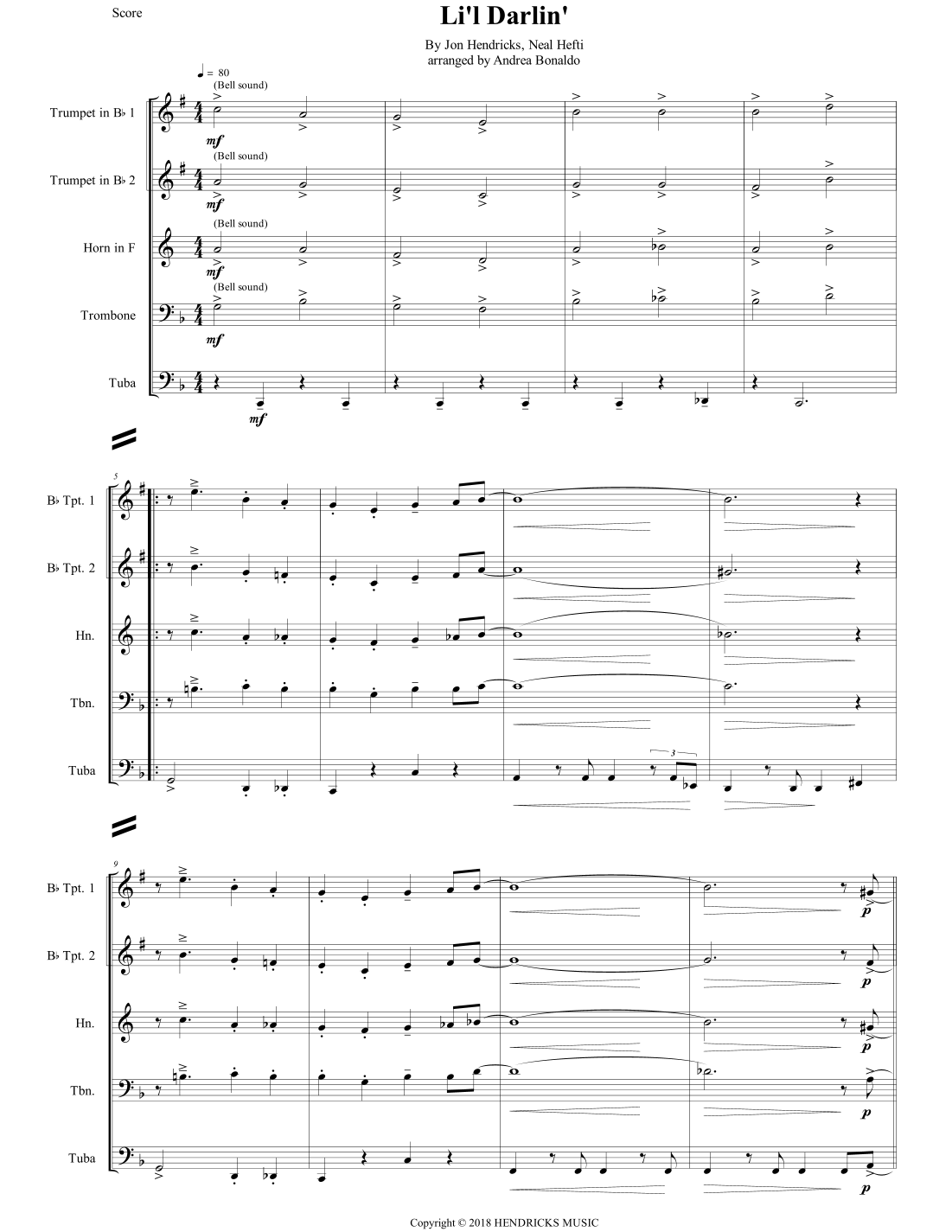 Lil Darlin' (arr. Andrea Bonaldo) by Jon Hendricks Sheet Music for ...