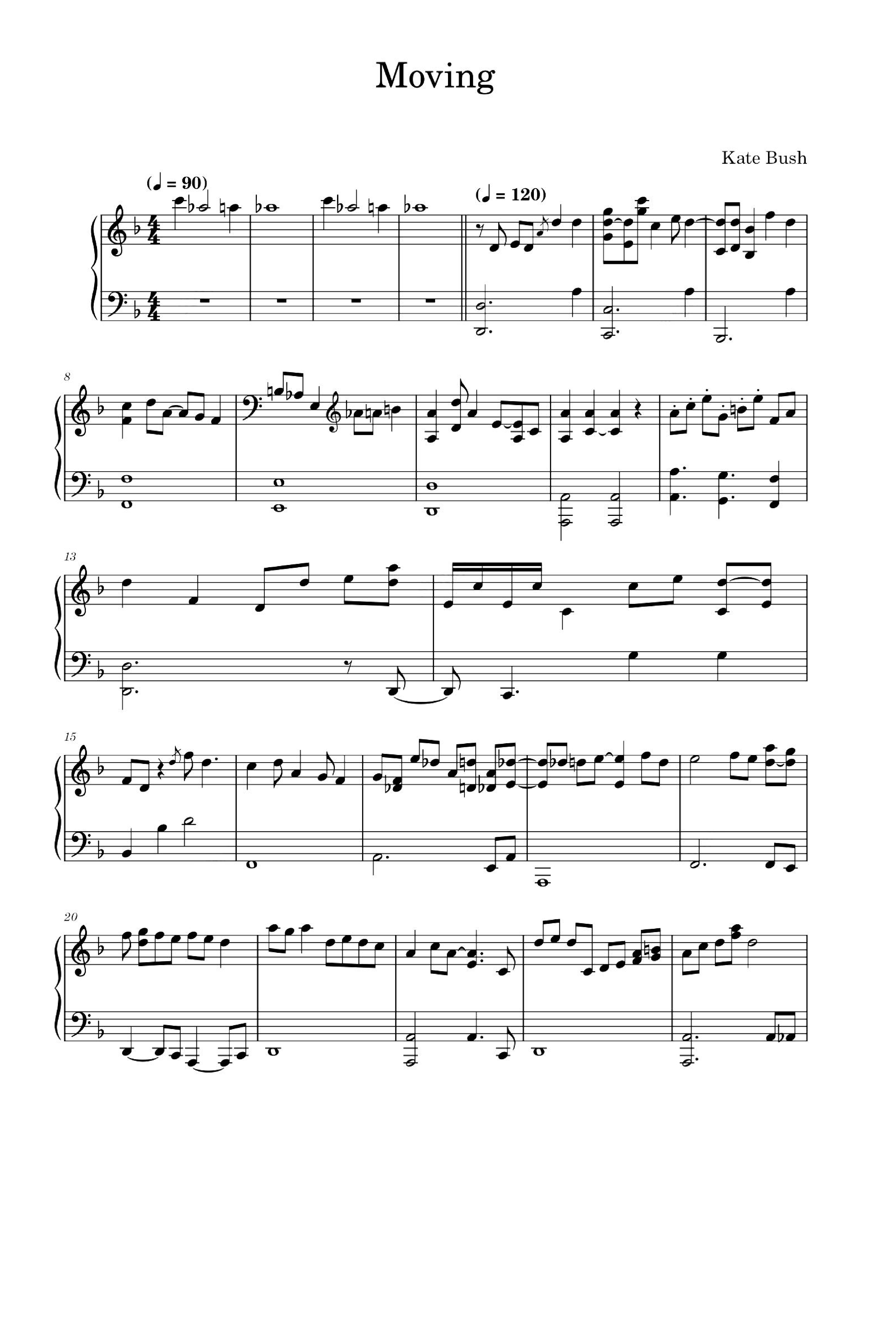 Moving (arr. Kate Bush) by Kate Bush Sheet Music for Piano Solo at ...