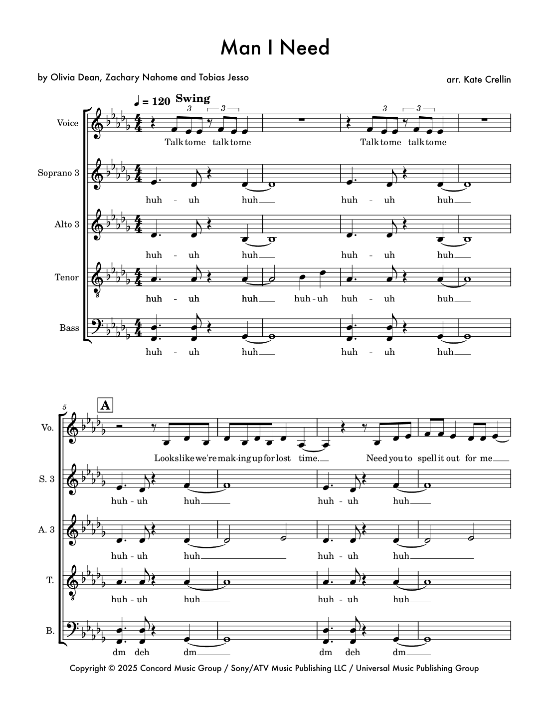 Man I Need (arr. Kate Crellin) par Olivia Dean Partitions pour Choeur ...