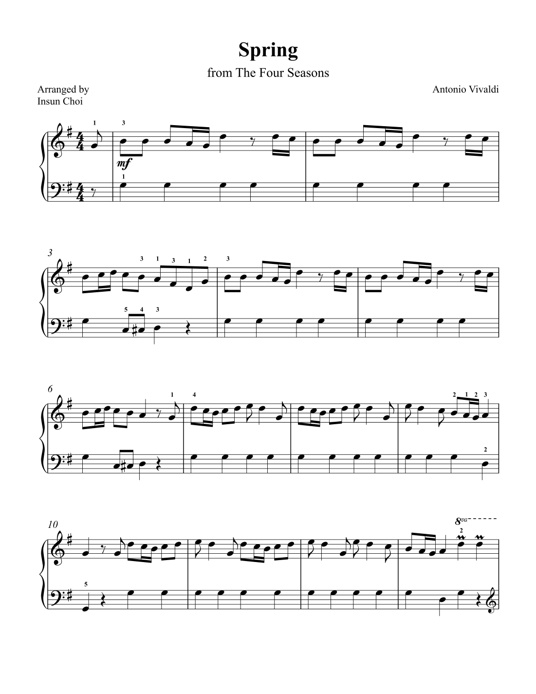 Spring from The Four Seasons (arr. Insun Choi) par Antonio Vivaldi ...