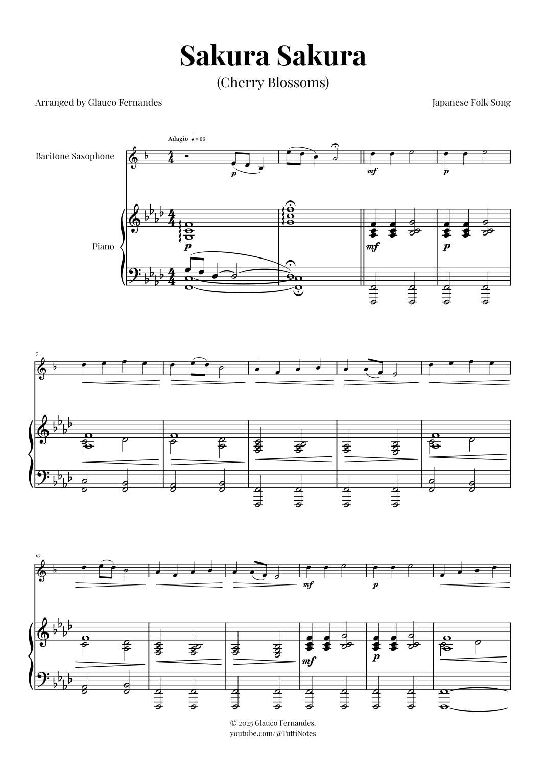 Sakura Sakura (Cherry Blossoms) (arr. Glauco Fernandes) by Japanese ...
