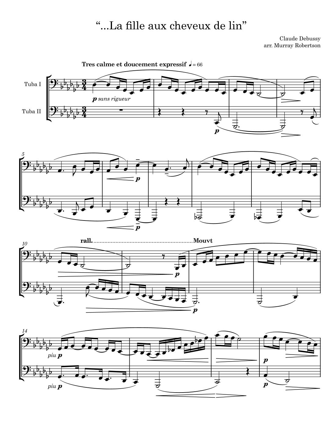 La fille aux cheveux de lin (arr. Murray Robertson) por Claude Debussy ...