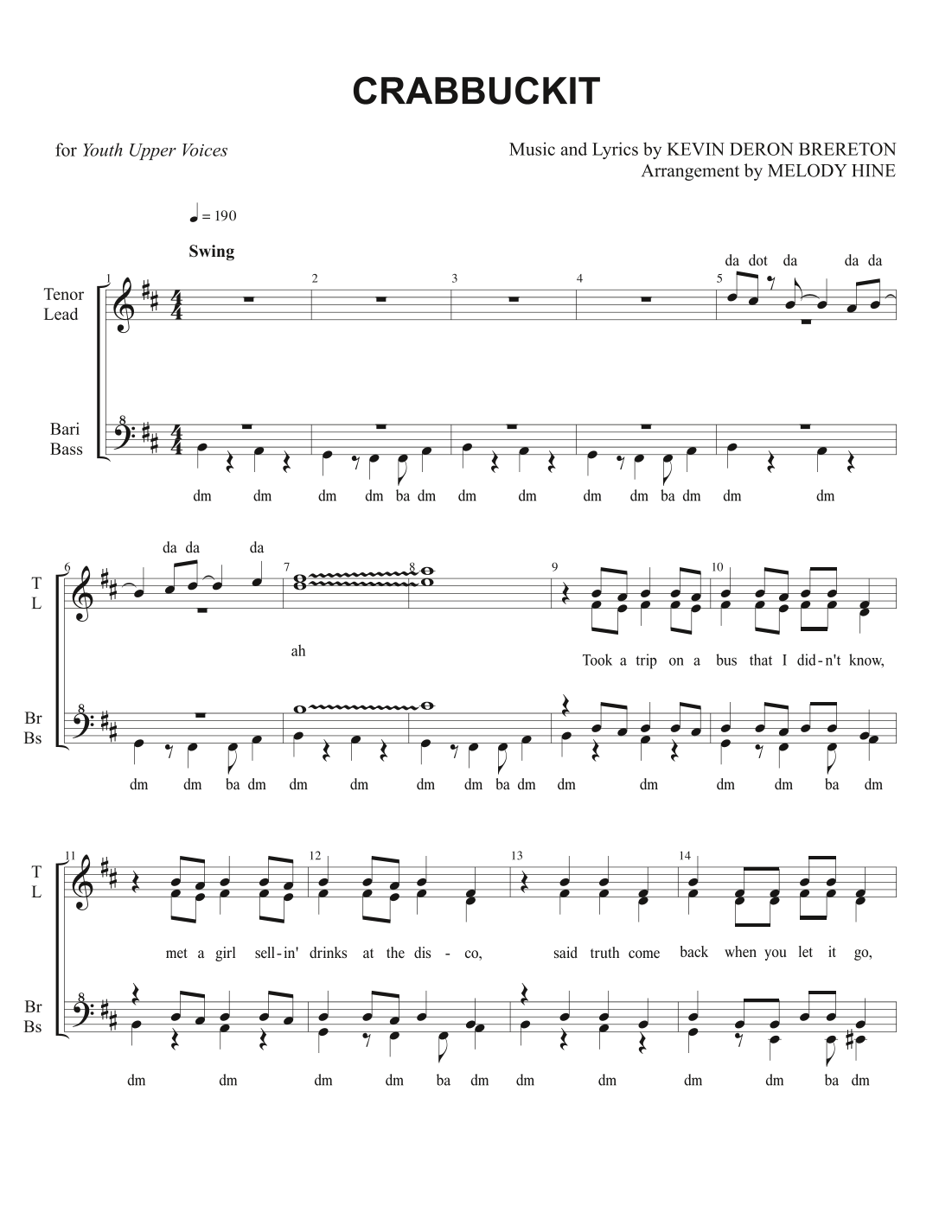 Crabbuckit (arr. Melody Hine) por K-Os Partituras para Cuarteto de ...