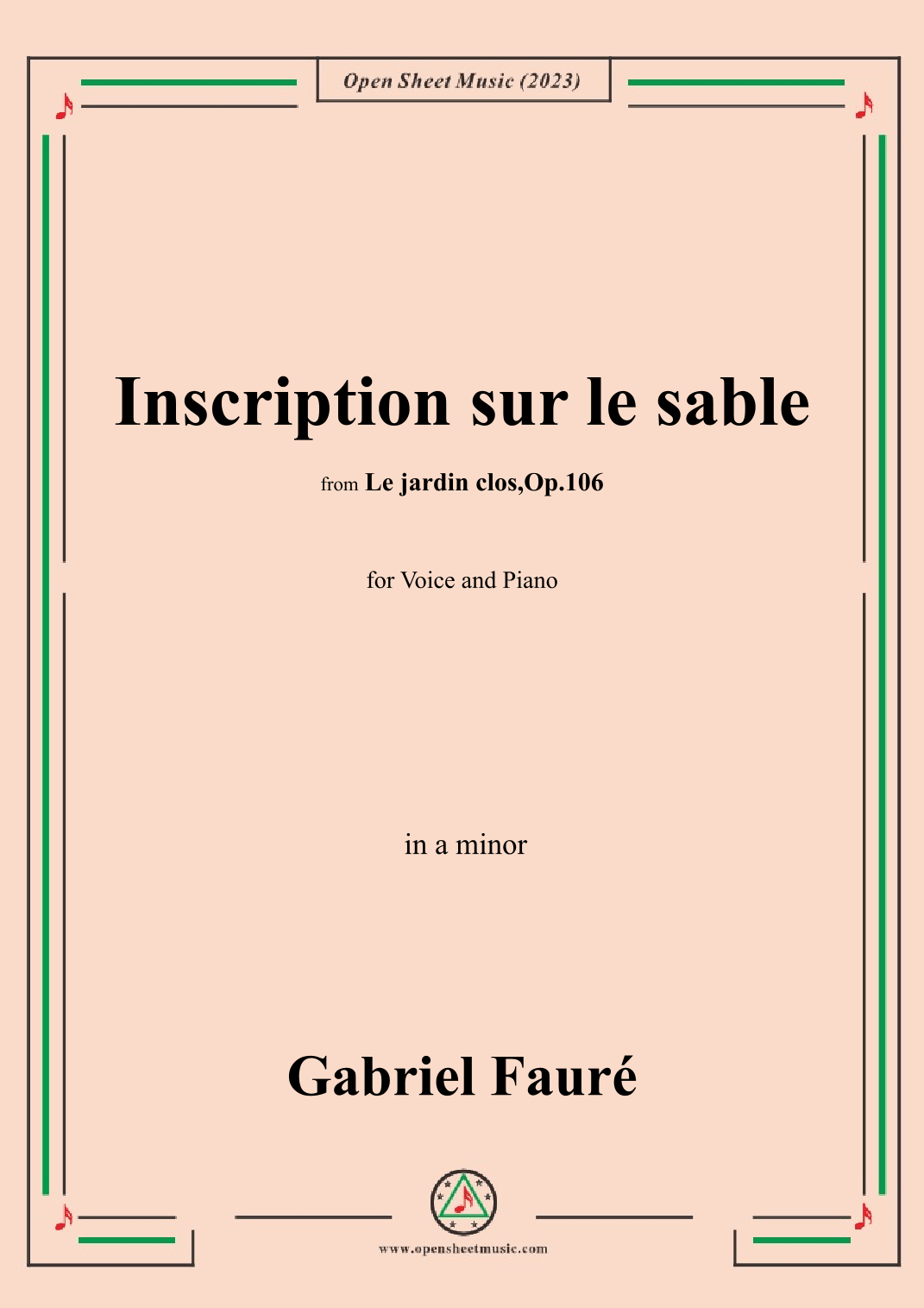 G. Fauré-Inscription sur le sable,in a minor (arr. OSM by Gabriel Faure ...