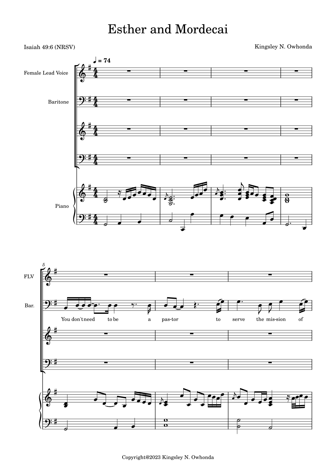 Esther and Mordecai Sheet Music | Dr. Kingsley Owhonda | SATB Choir