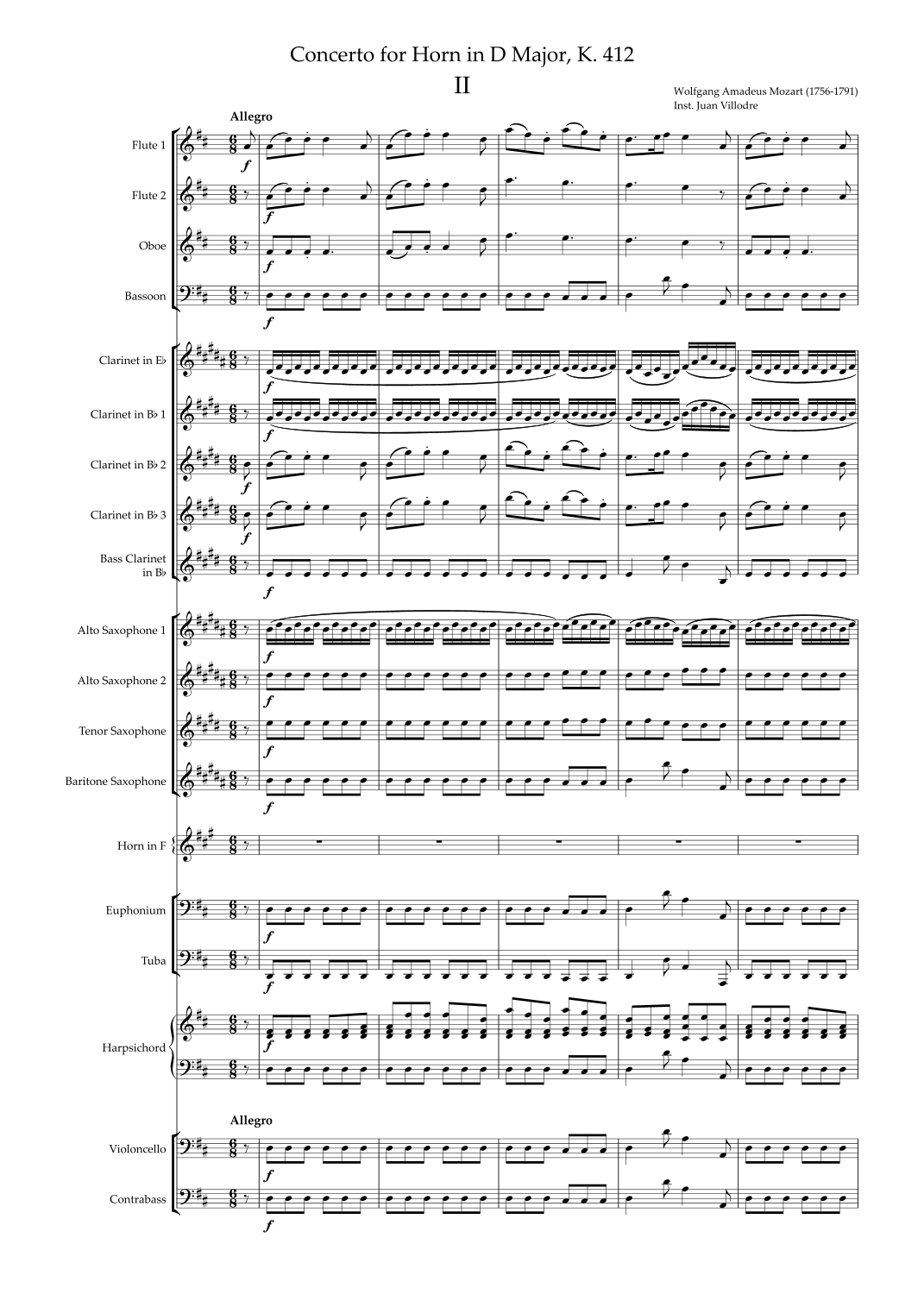 Horn Concerto No.1 in D Major K412 - 2. Rondo Allegro (arr. Juan ...