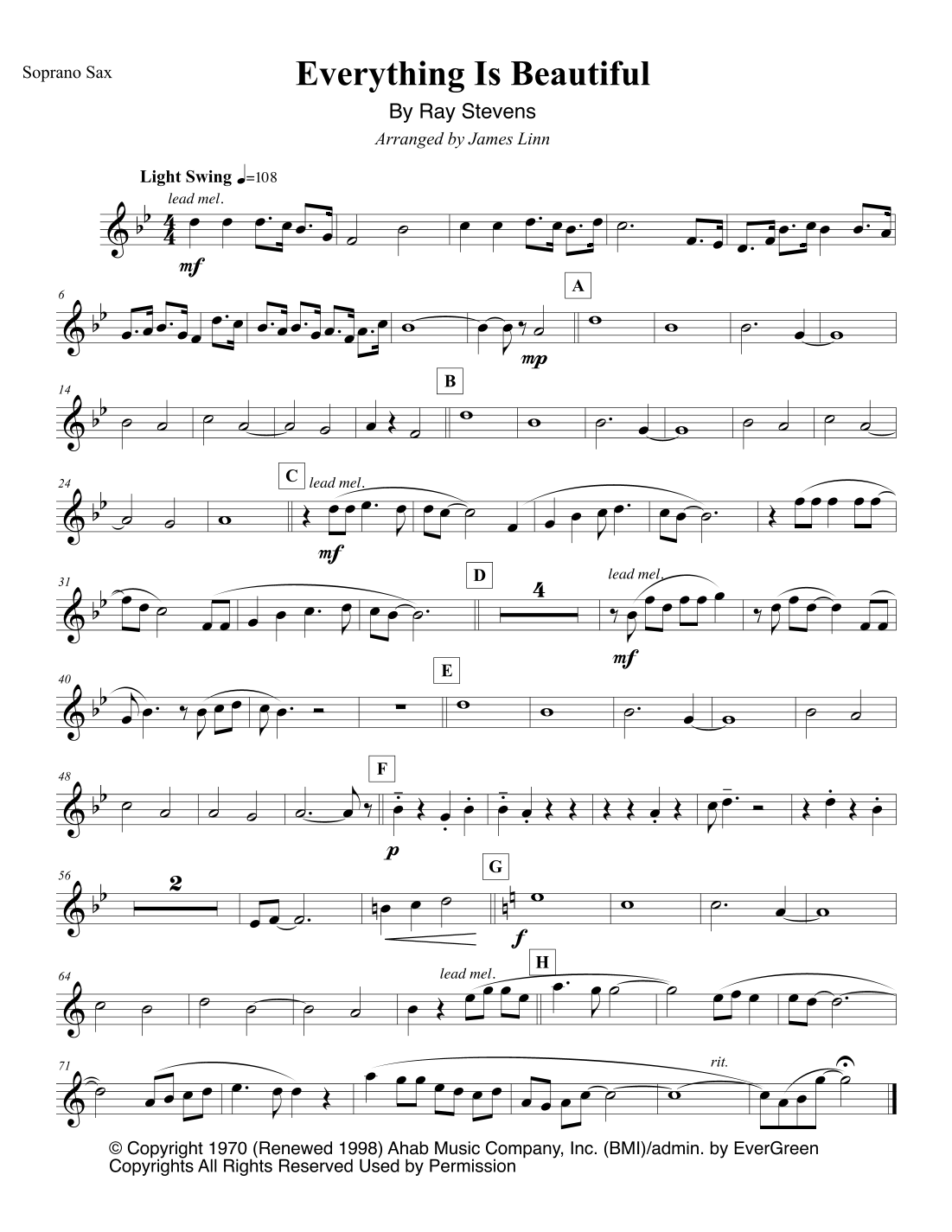 Everything Is Beautiful (arr. James Linn by Ray Stevens Sheet Music for ...