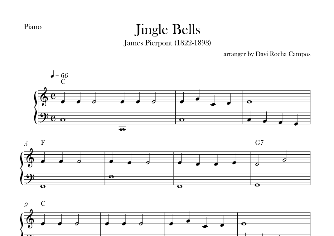 Jingle bells (arr. Davi Rocha Campos) by Davi Rocha Campos Sheet Music ...
