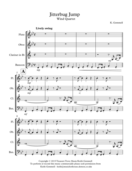 Jitterbug Jump: Wind Quartet by Keith Gemmell Sheet Music for Woodwind ...