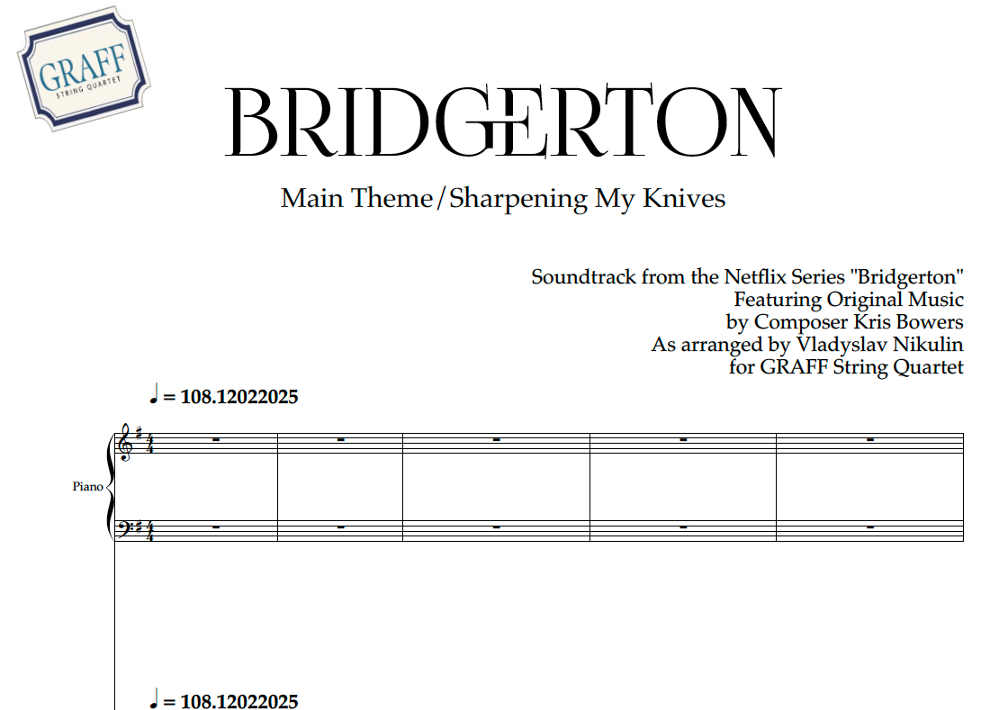 Bridgerton - Main Theme and Sharpening My Knives by Kris Bowers Sheet ...
