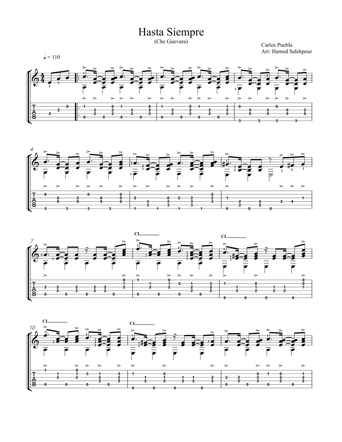 Hasta Siempre (Che Guevara) (arr. Hamed Salehpour) by Nathalie Cardone ...