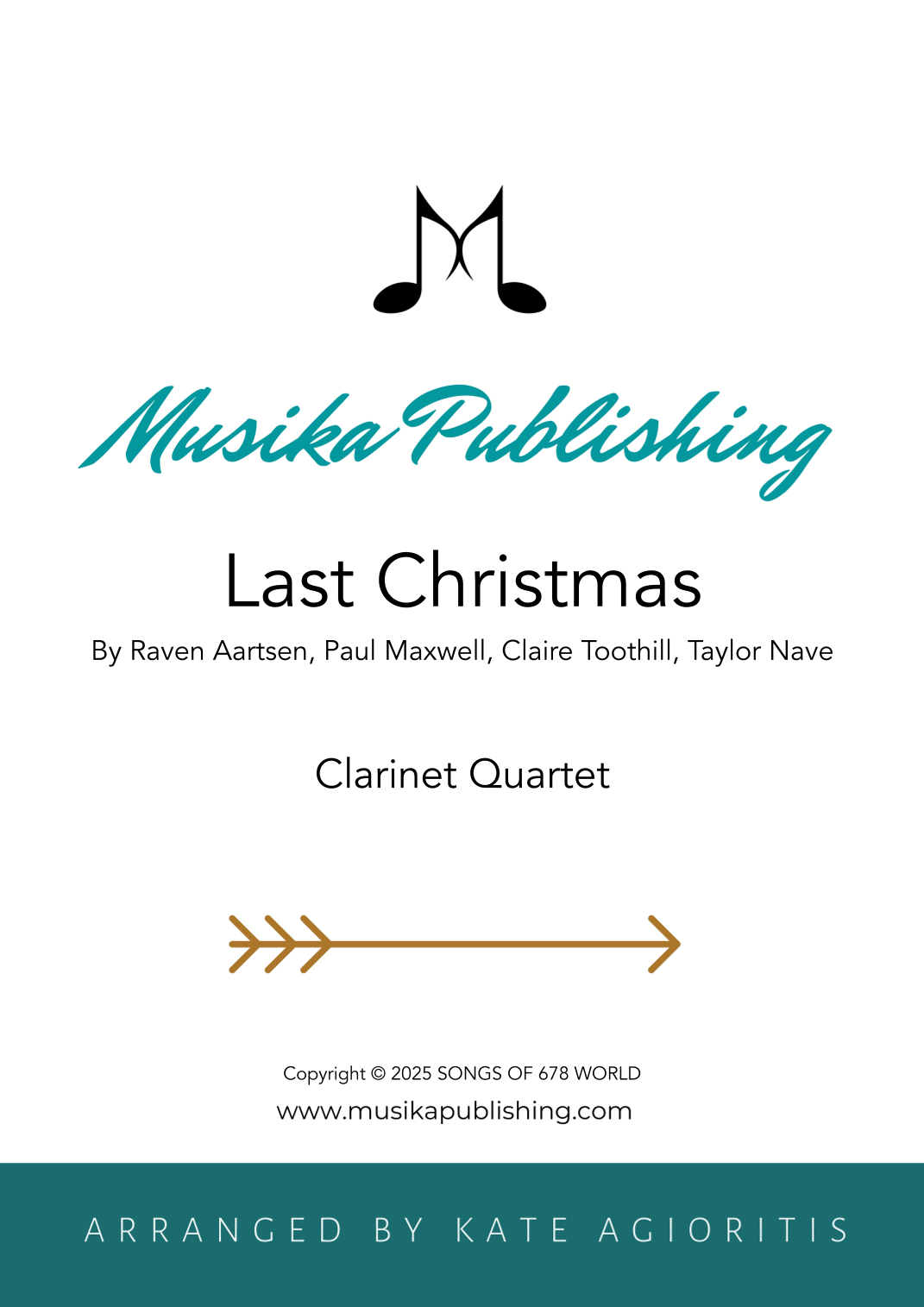 Last Christmas Cover (arr. Kate Agioritis) by Coco & Clair Clair Sheet ...