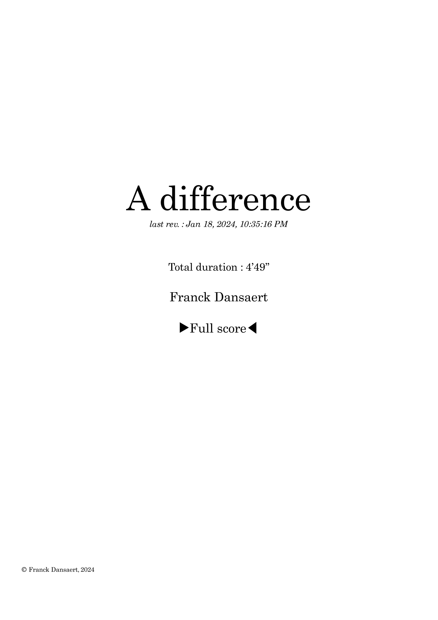 A difference - Score Only by Franck Dansaert Sheet Music for Full ...
