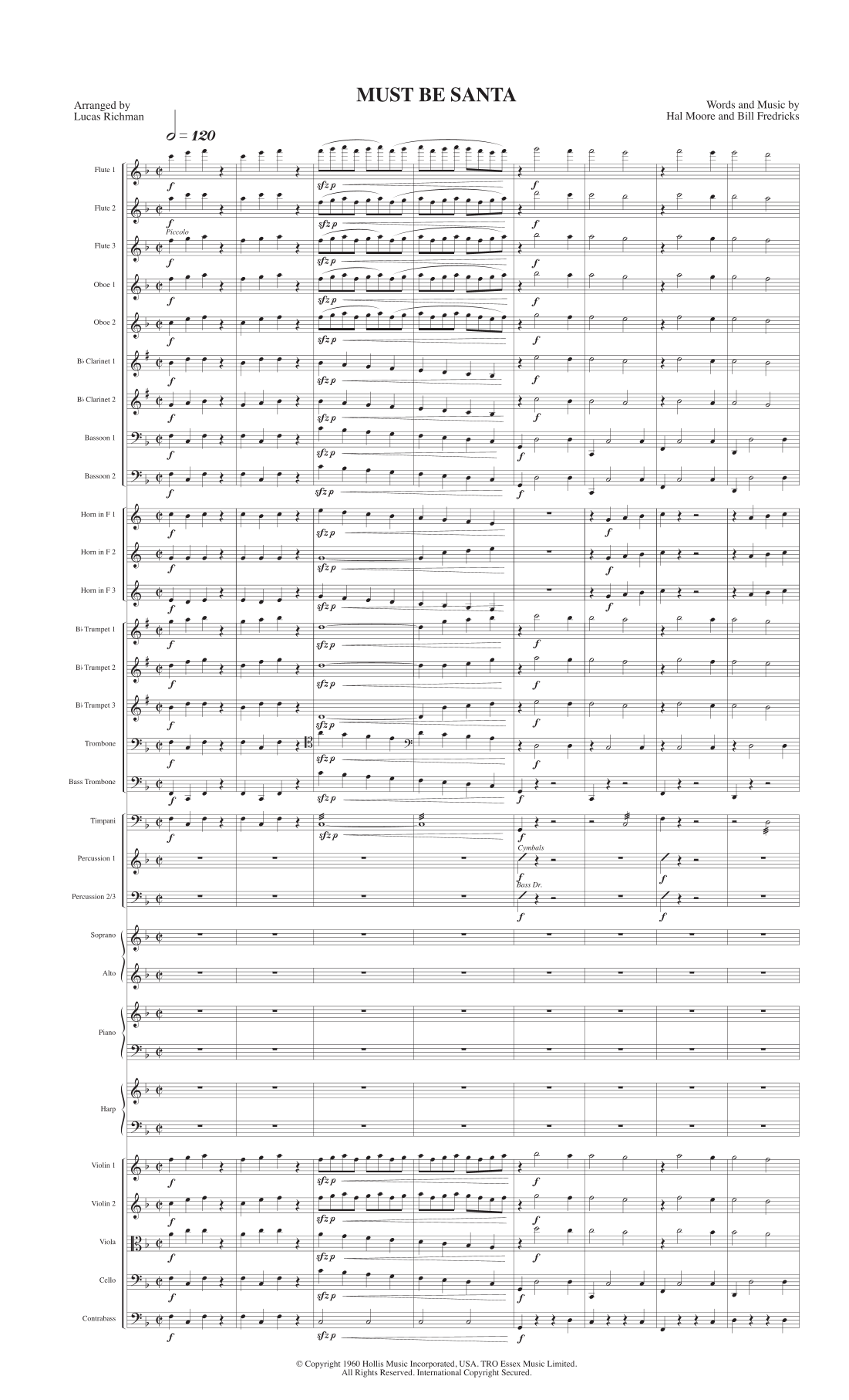 Must Be Santa (arr. Lucas Richman) by Bill Fredricks Sheet Music for ...