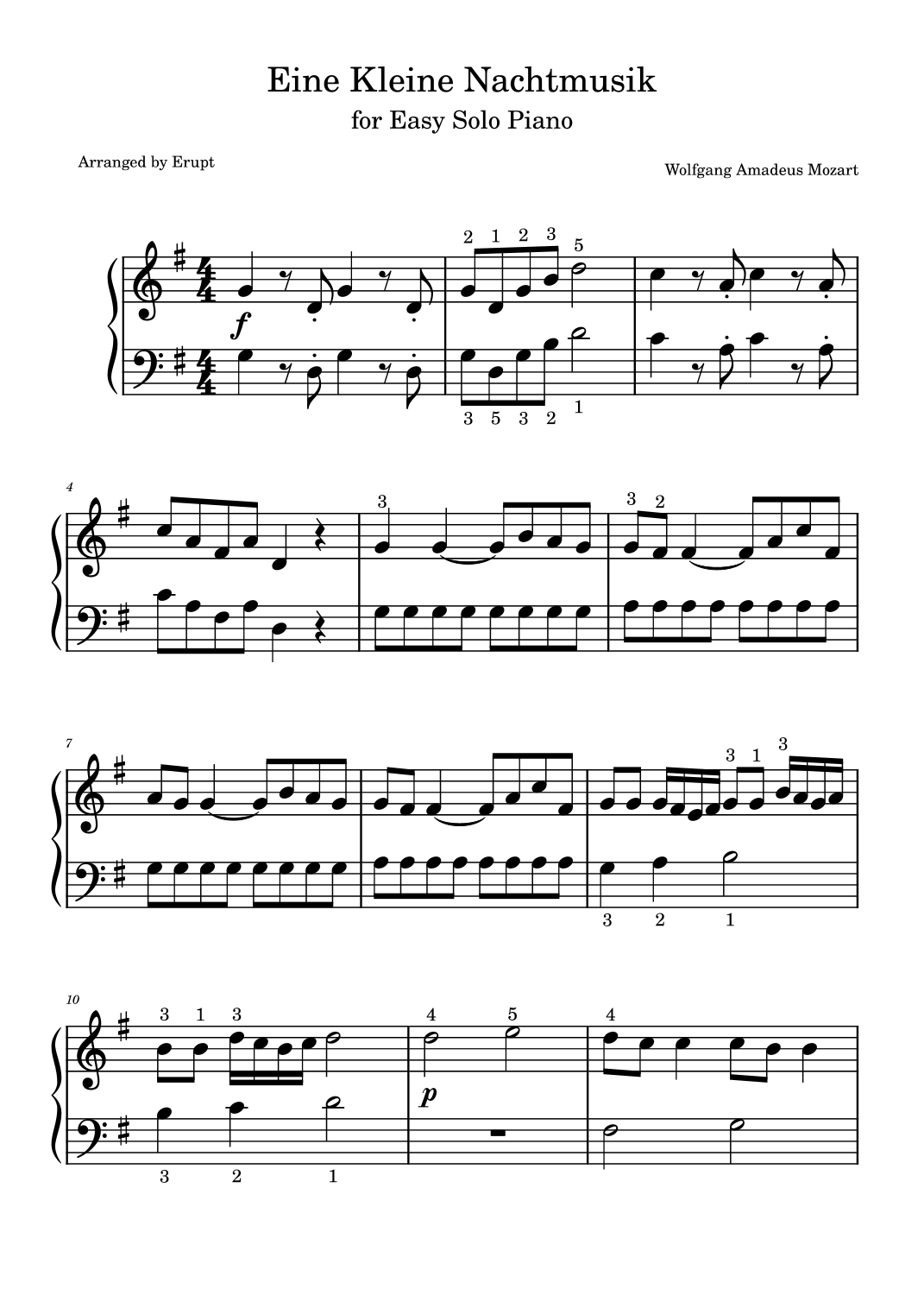 Mozart’s Eine kleine Nachtmusik k 525– Eas Solo Piano (arr. Erupt) by ...