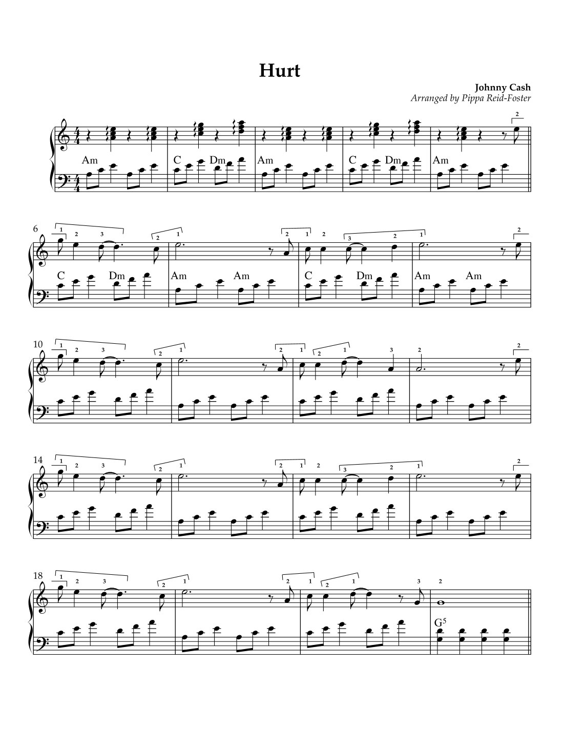 Hurt (arr. Pippa Reid-Foster) by Johnny Cash Sheet Music for Harp at ...