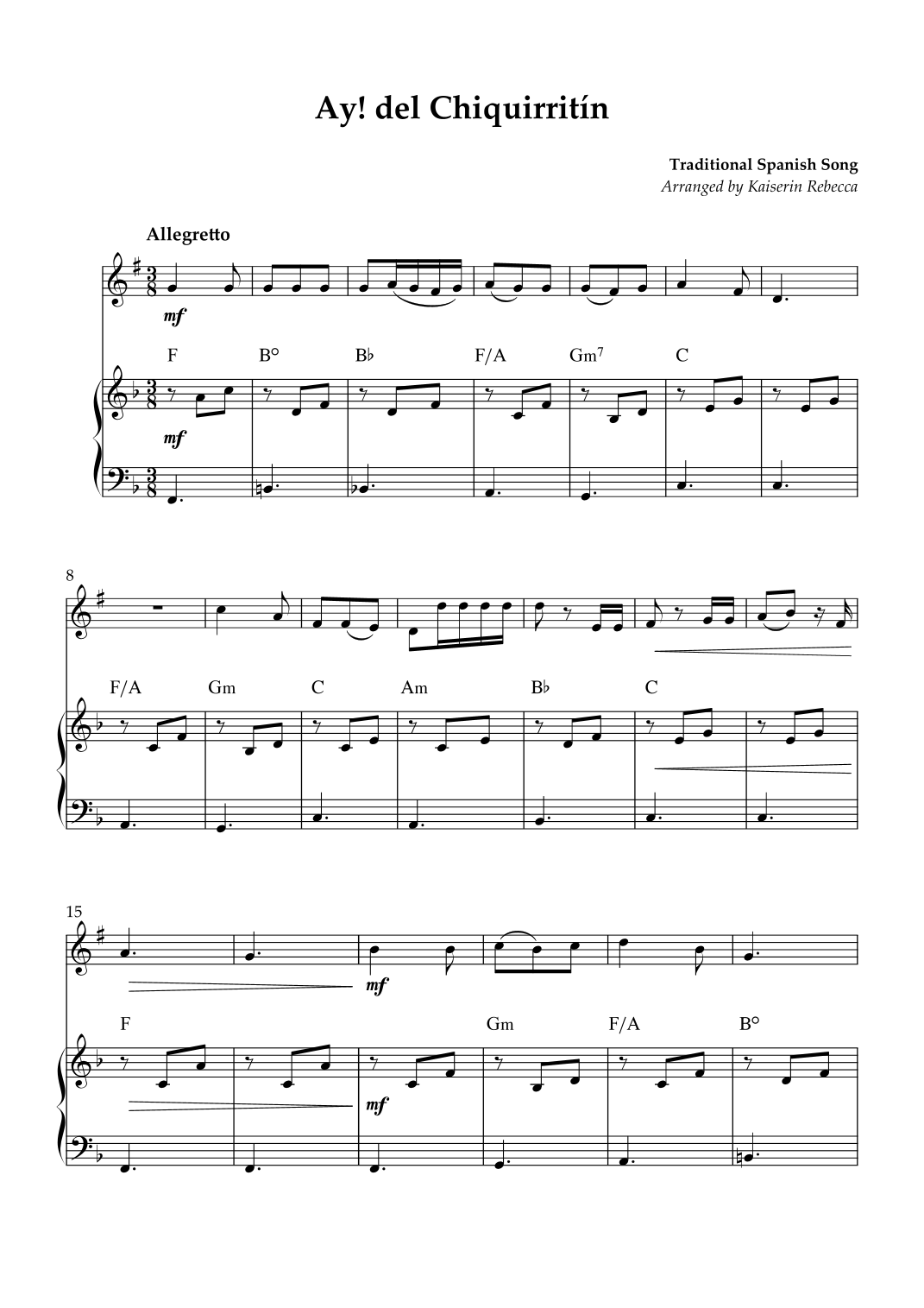 Ay! del Chiquirritín (arr. Kaiserin Rebecca) by Traditional Spanish ...