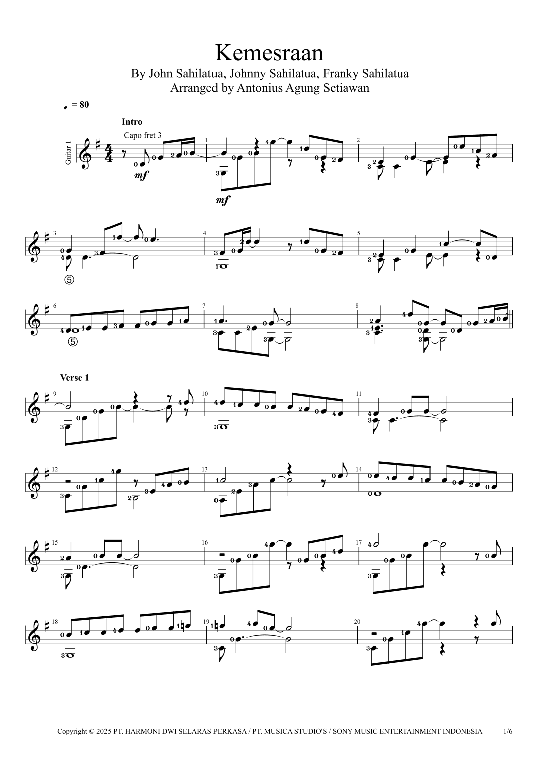 Kemesraan (arr. Antonius Agung Setiawan) by All Stars Sheet Music for ...