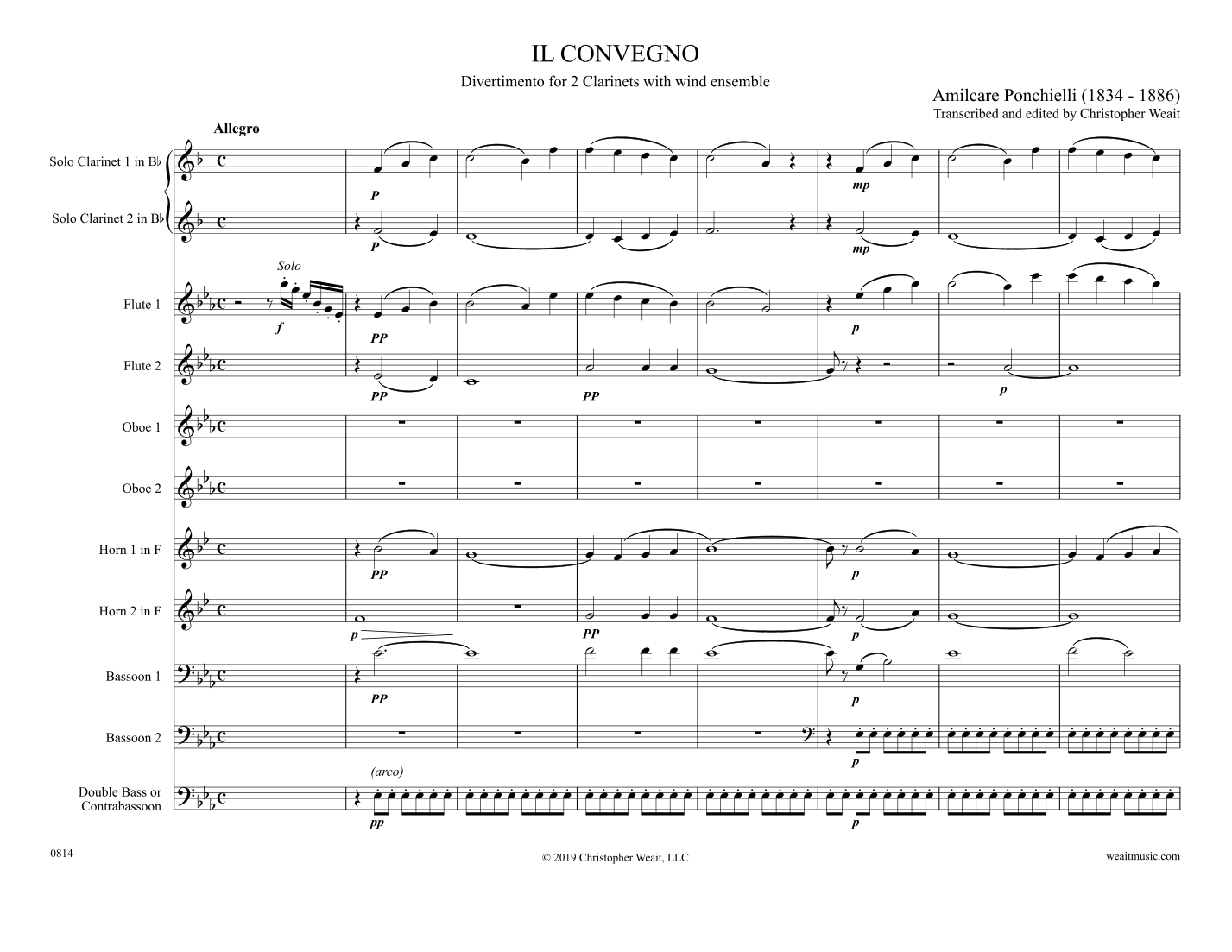 Ponchielli - Il Convegno for 2 clarinets & chamber winds (8’29) (arr ...