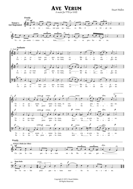 Ave Verum Sheet Music | Stuart Mallen | SAB Choir