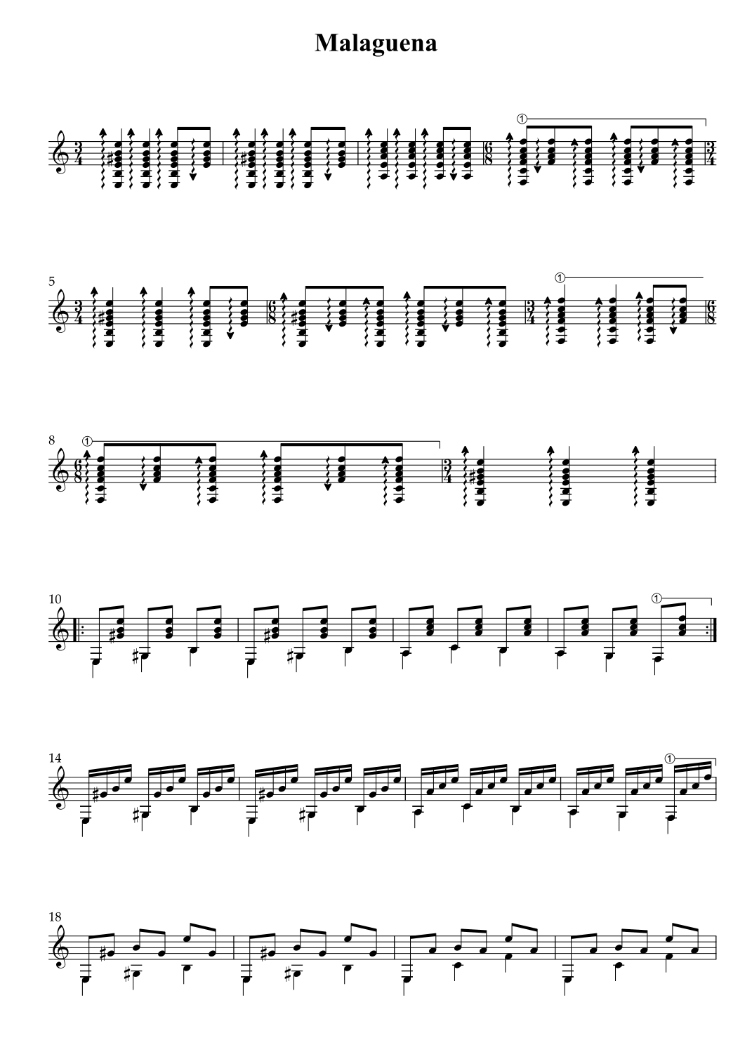 Malaguena (arr. Vadim Dashevskij by Spanish Folk Music Sheet Music for ...