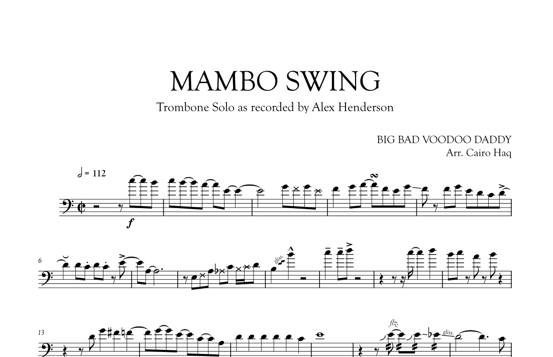 Mambo Swing Trombone Solo by Big Bad Voodoo Daddy Sheet Music for Lead ...