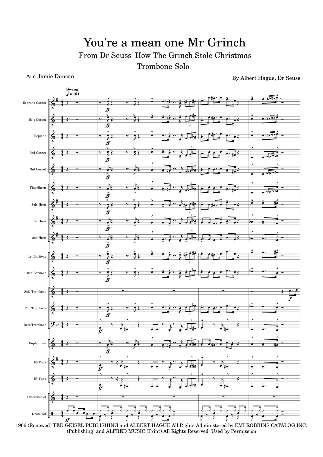 You're A Mean One, Mr. Grinch (arr. Jamie Duncan) by Albert Hague Sheet ...
