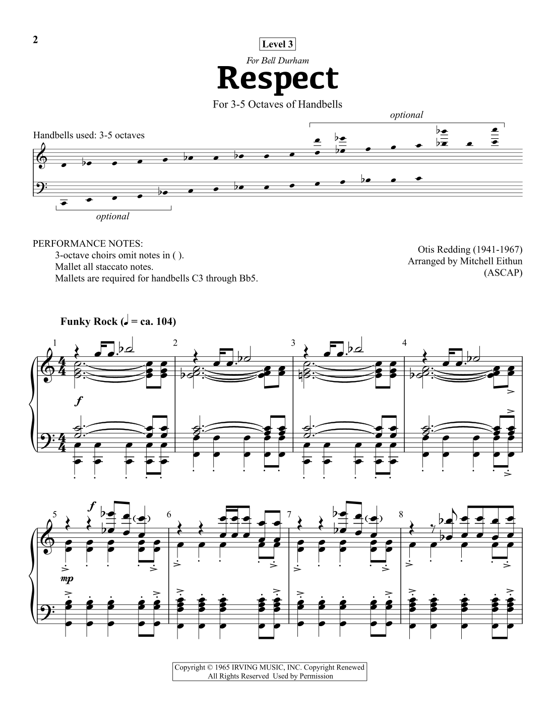Respect (arr. Mitchell Eithun) by Aretha Franklin Sheet Music for ...