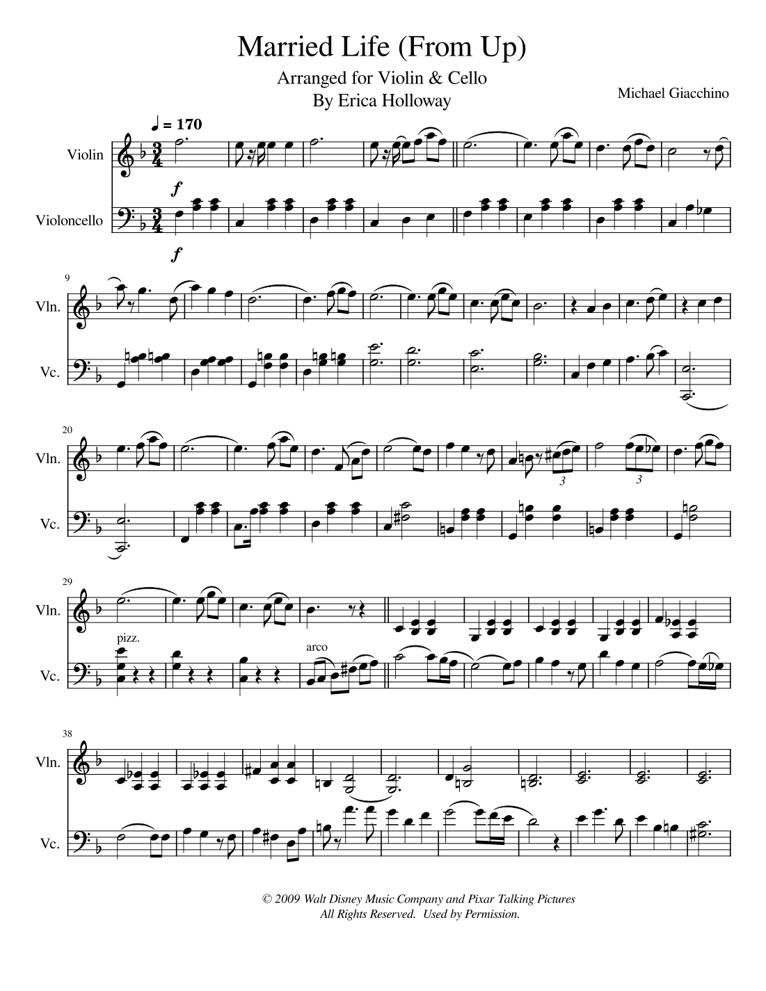 Married Life (arr. Erica Ransbottom Holloway) by Michael Giacchino ...